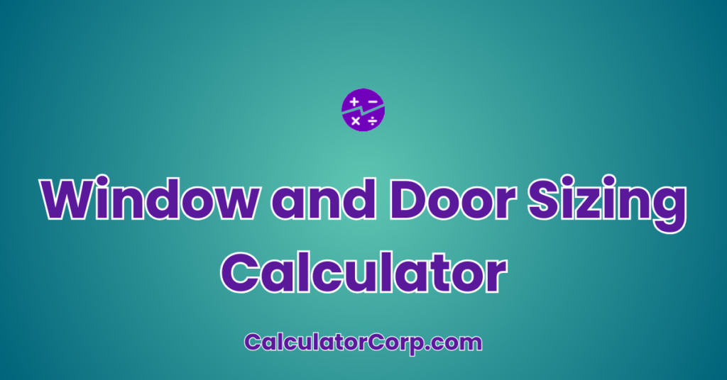 Window And Door Sizing Calculator | Estimate Optimal Sizes