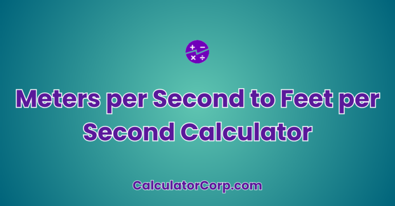 Meters Per Second To Feet Per Second Calculator