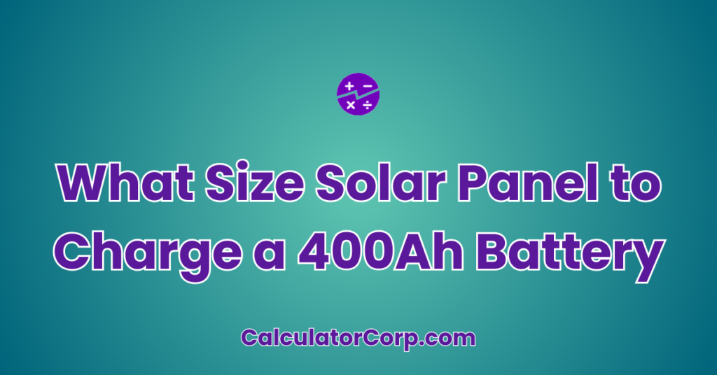 What Size Solar Panel To Charge A 400Ah Battery Calculator