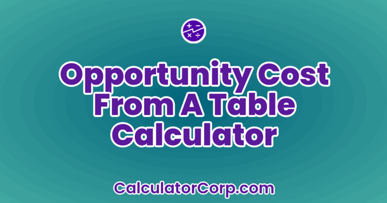 How To Calculate Opportunity Cost From A Table Calculator