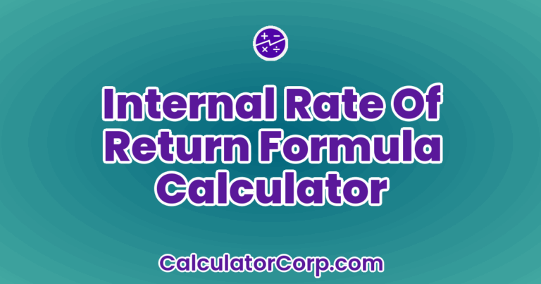 Internal Rate Of Return Formula Calculator