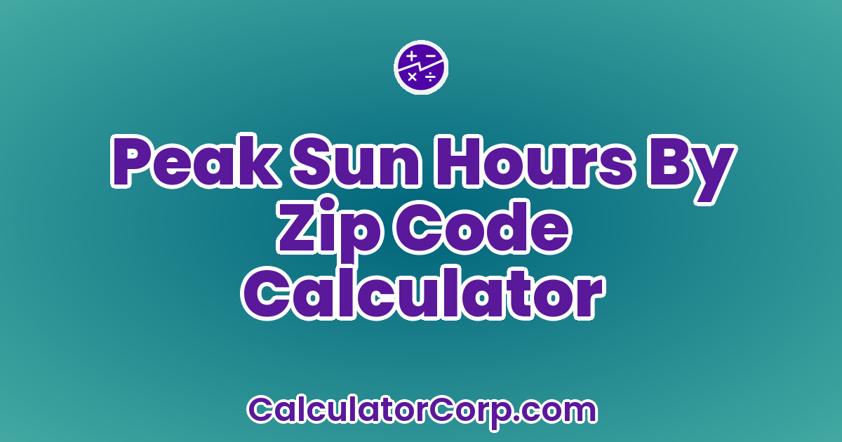 Peak Sun Hours By Zip Code Calculator